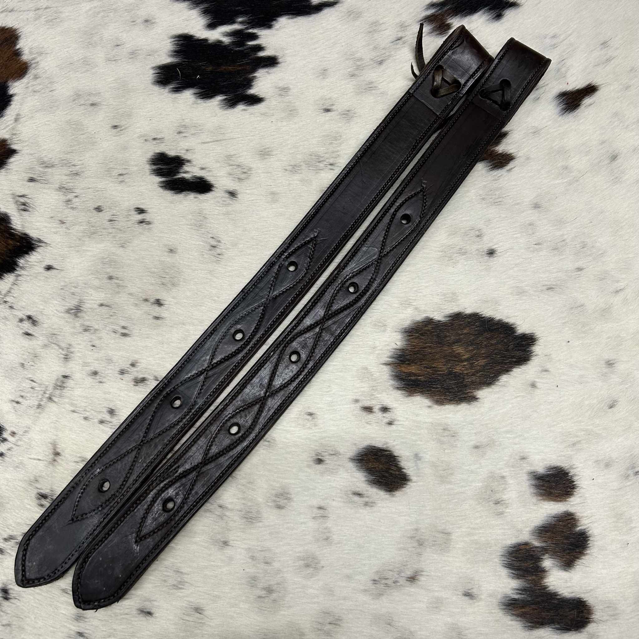 Amish Made Tooled Leather Off Billet Dark Brown – South Fork Trading Co